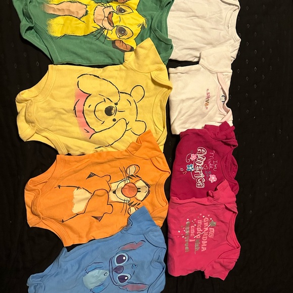 Disney | Shirts & Tops | Disney Character Baby Onesies Set Yellow Green ...